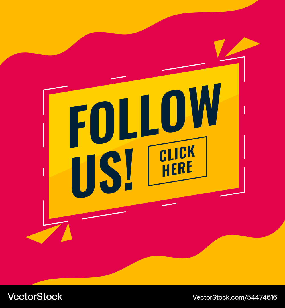 Follow us digital template click here for web Vector Image