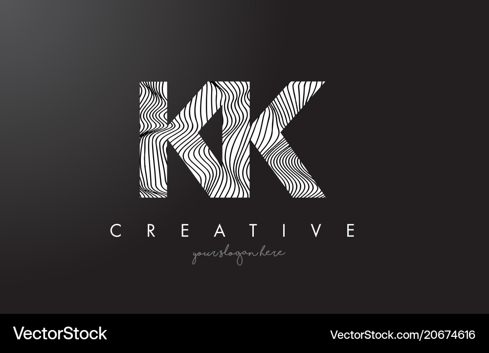 KK Letter Logo with Zebra Stripes Royalty Free Vector Image