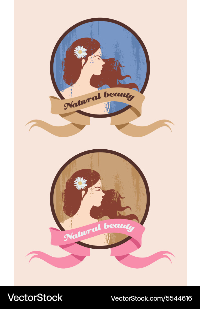Label with beautiful girl Royalty Free Vector Image