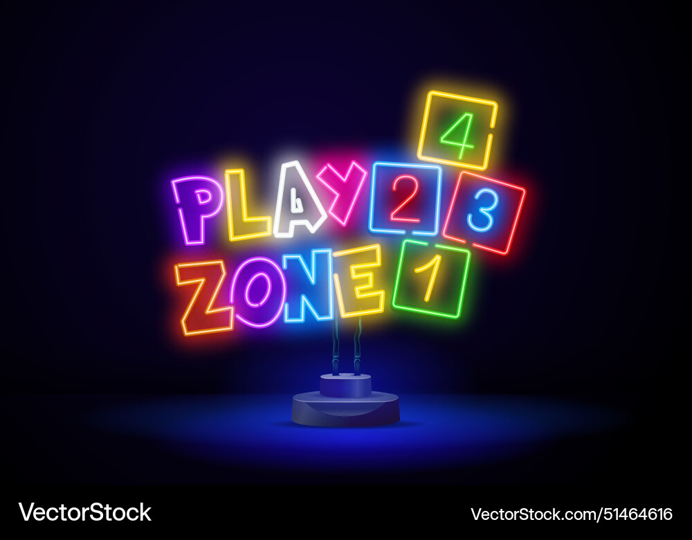 Play zone neon banner design template place Vector Image