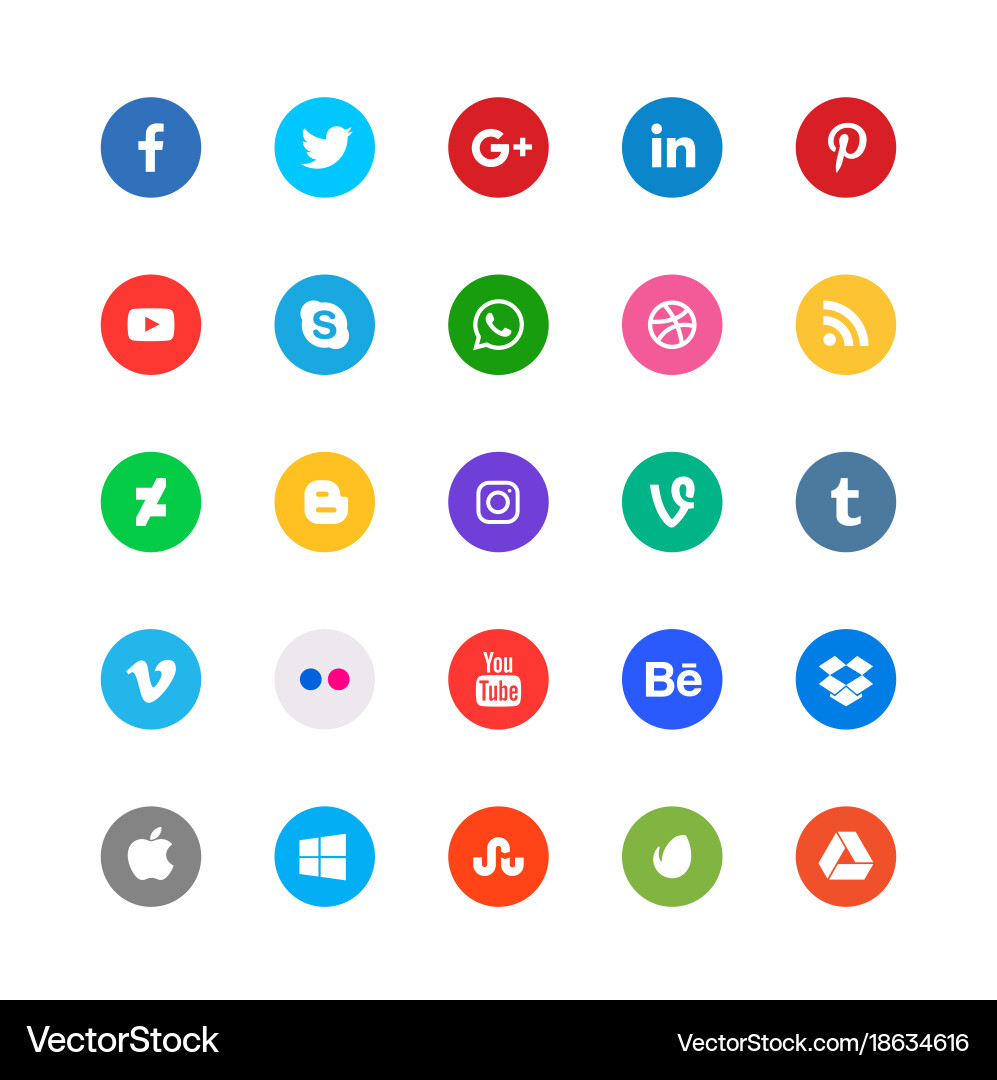 Social Media Icons Vector Circle