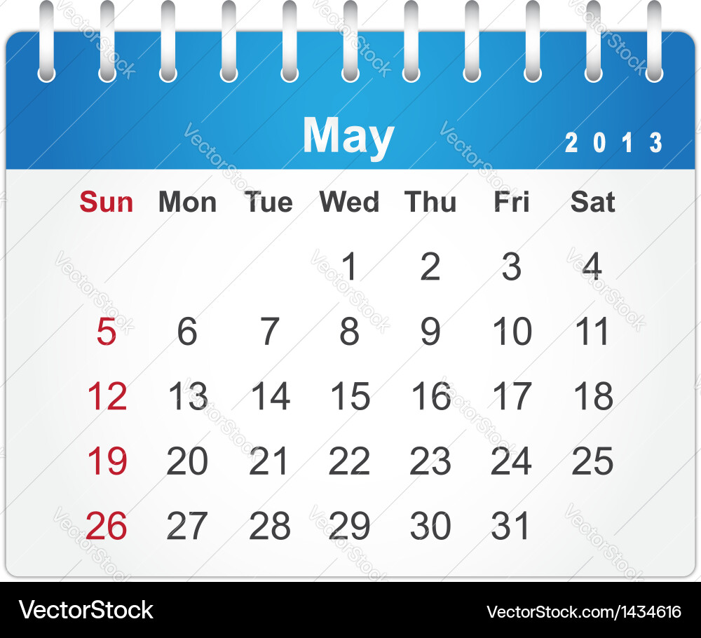 Stylish calendar page for may 2013 Royalty Free Vector Image