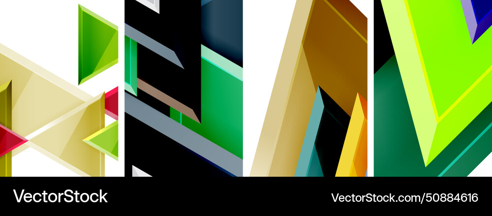 Triangle composition poster background set Vector Image