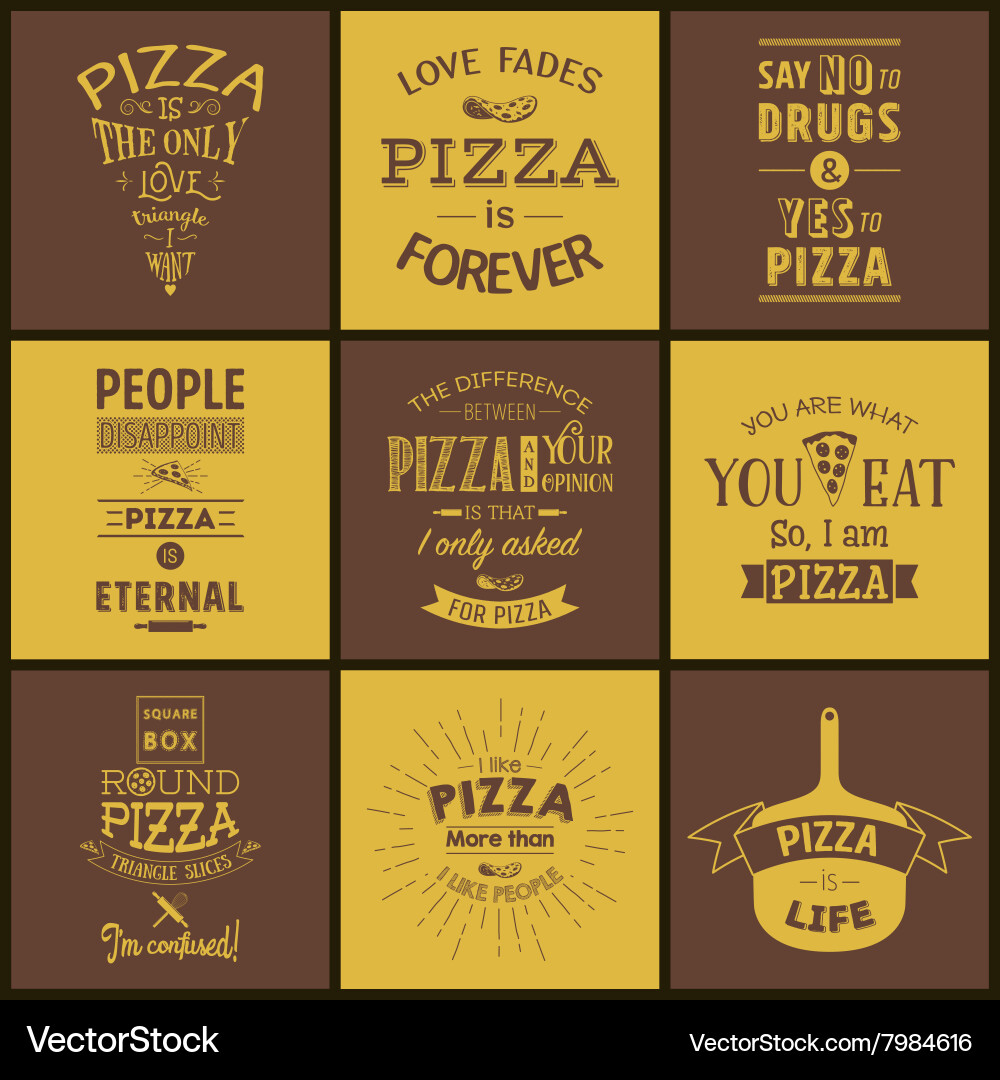Vintage Pizza Quote Set Royalty Free Vector Image