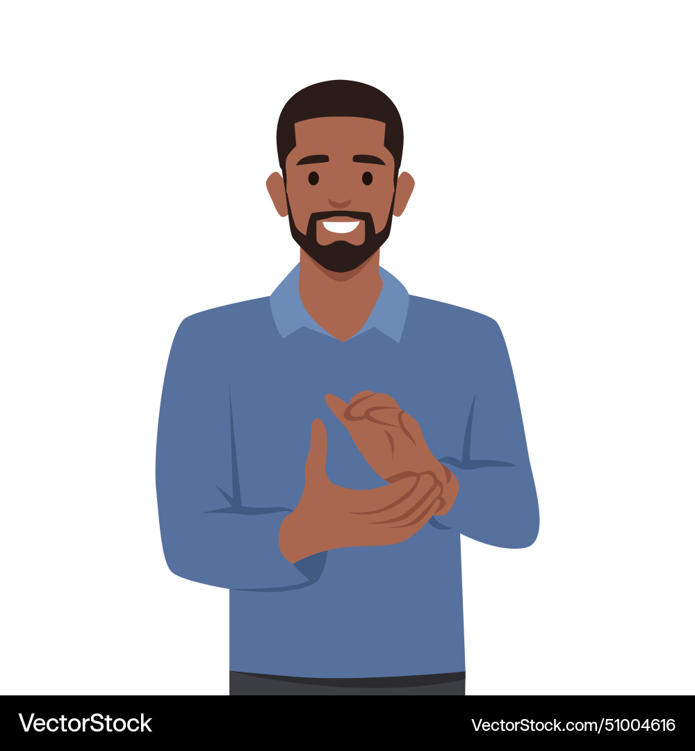 Young black man clapping and applauding happy Vector Image
