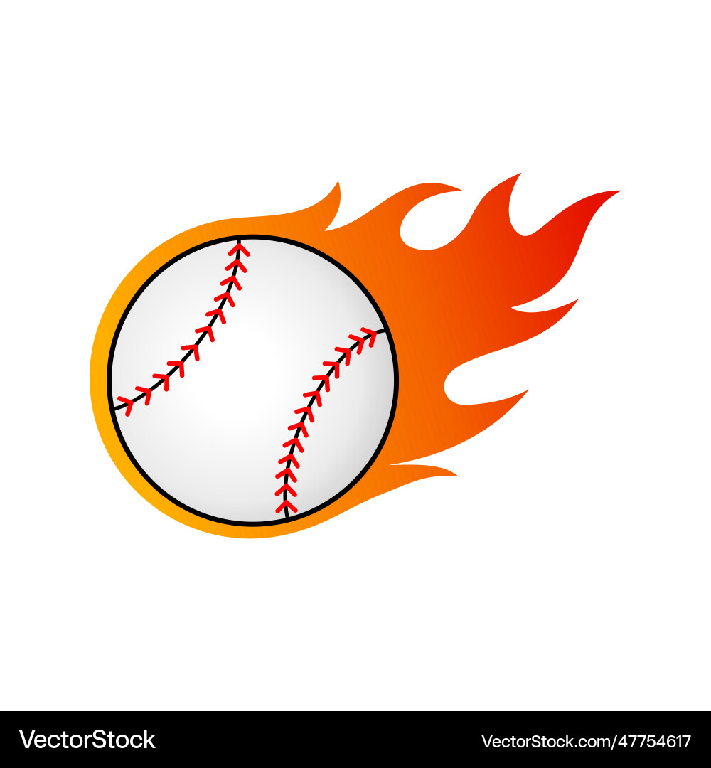 Baseball fire flat style logo Royalty Free Vector Image