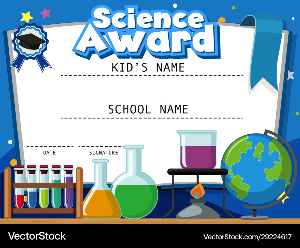 Certificate template for science award Royalty Free Vector