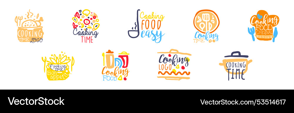 Cooking time logo and bright label design Vector Image