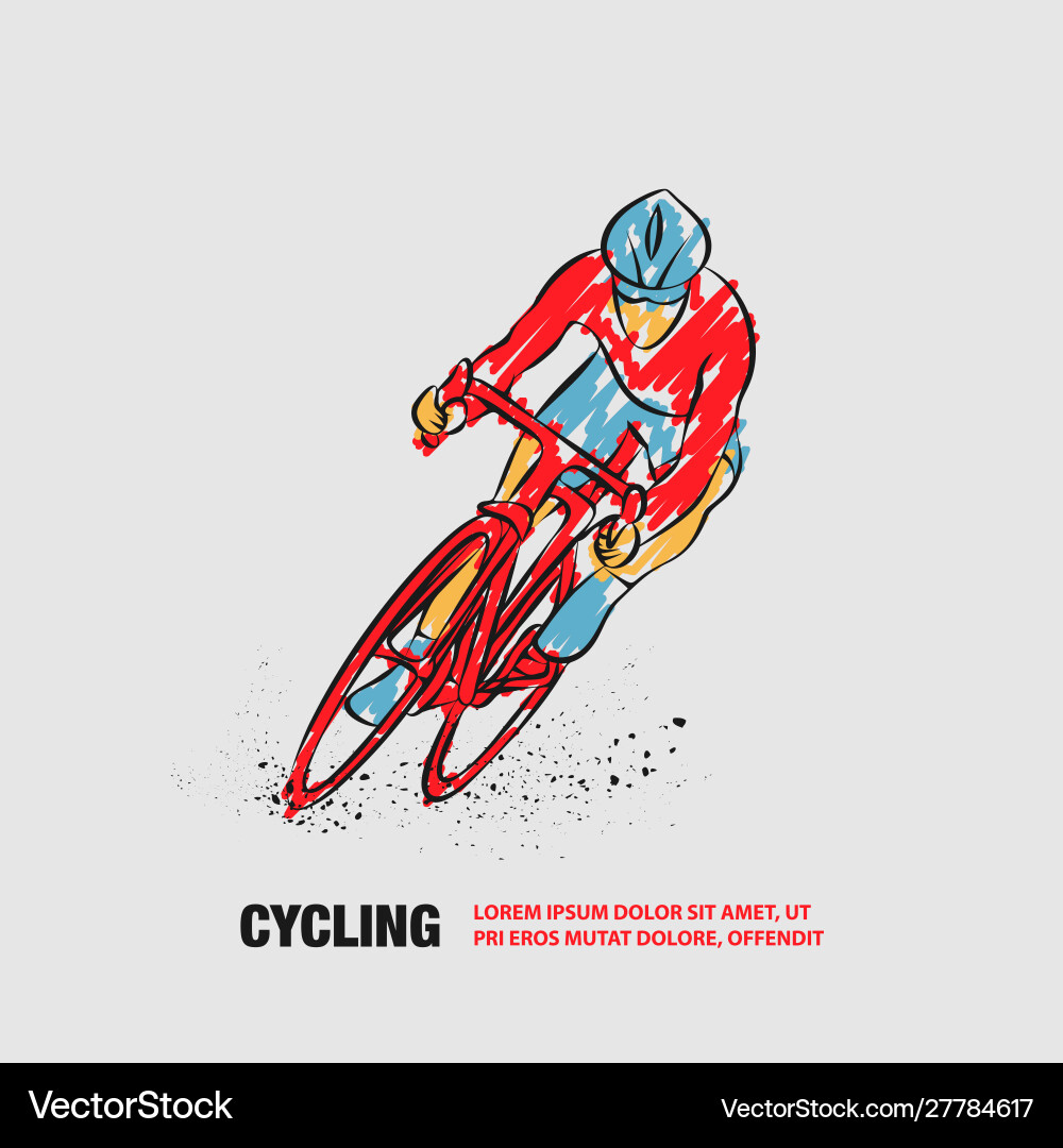 Cycling race outline with scribble Royalty Free Vector Image