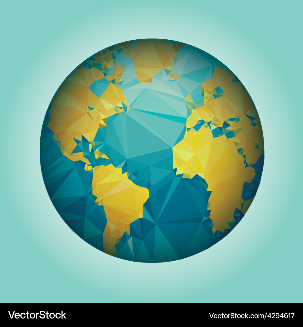 Earth world map low poly Royalty Free Vector Image