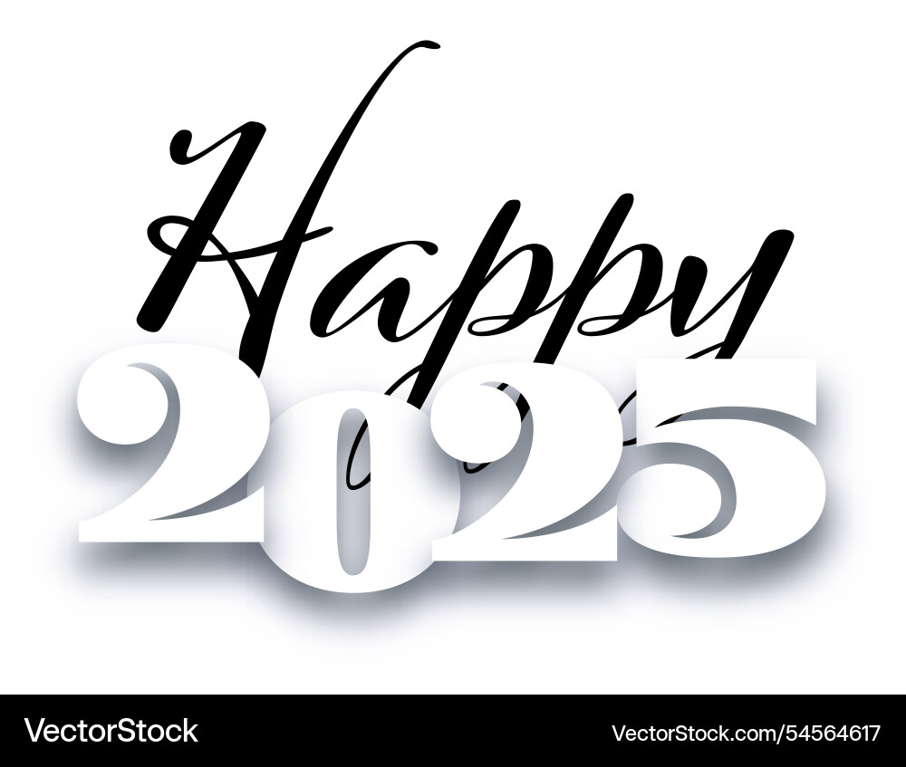 Elegant happy 2025 typography design Royalty Free Vector