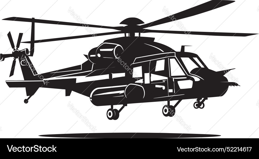 Elegant strike black helicopter iconic Royalty Free Vector