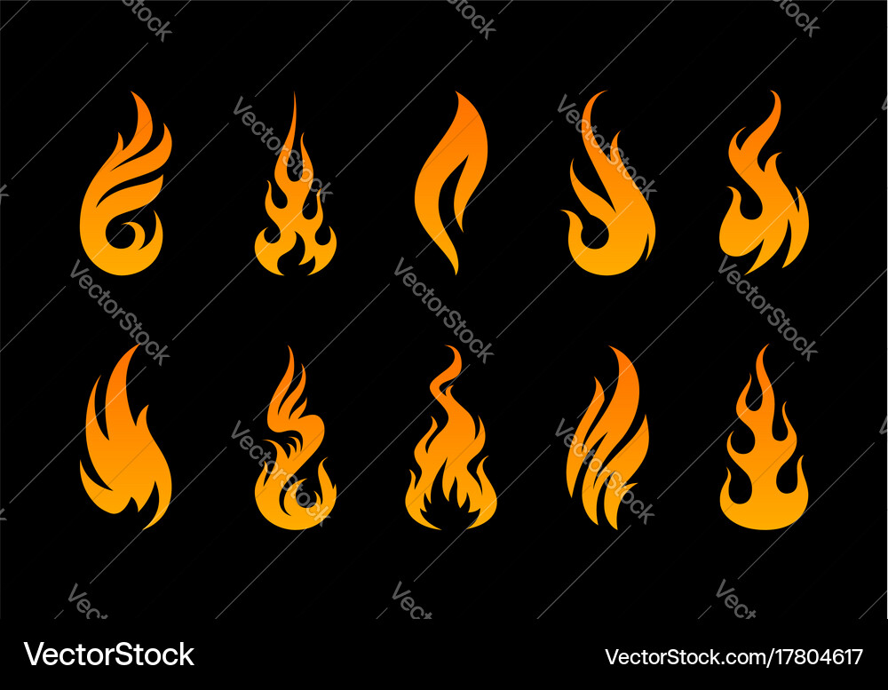 Fire Shape Collection Royalty Free Vector Image