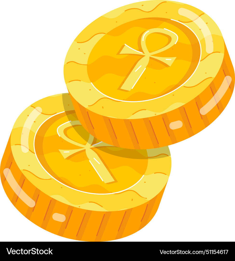 Gold coins flat stickers Royalty Free Vector Image
