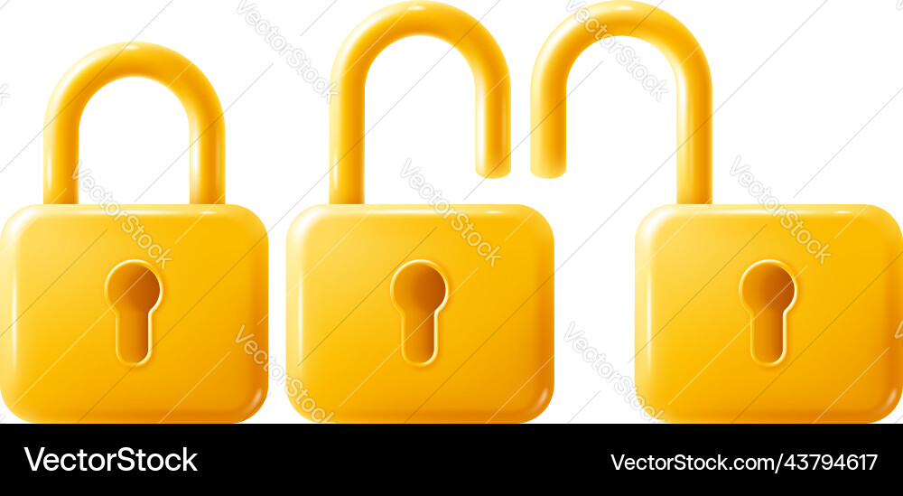 Golden padlocks set Royalty Free Vector Image - VectorStock