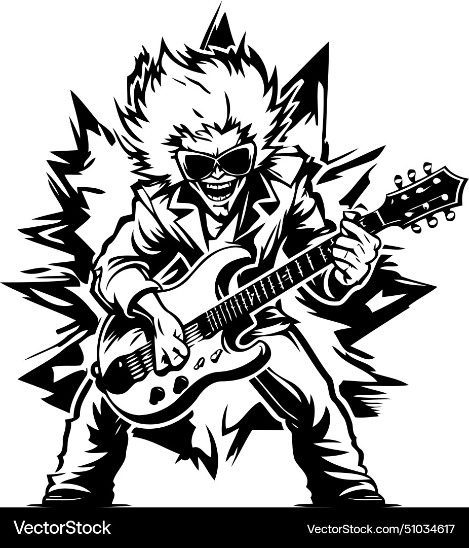 Guitar player rock band on white background Vector Image