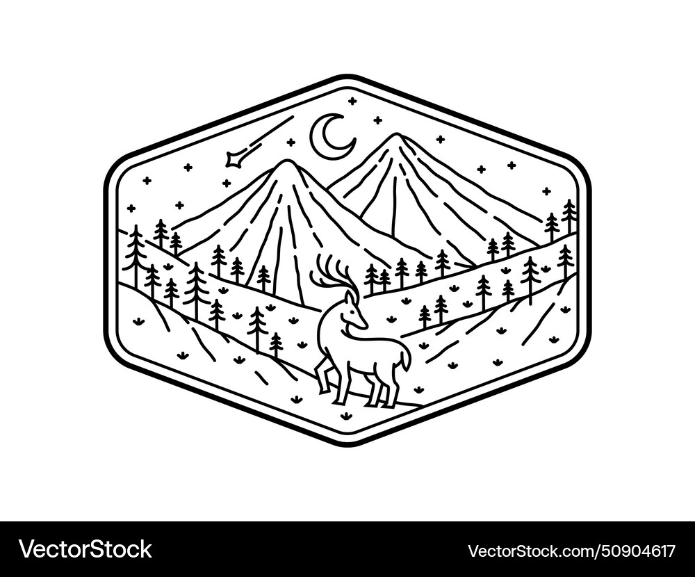 Natural scenery in the frame line art Royalty Free Vector