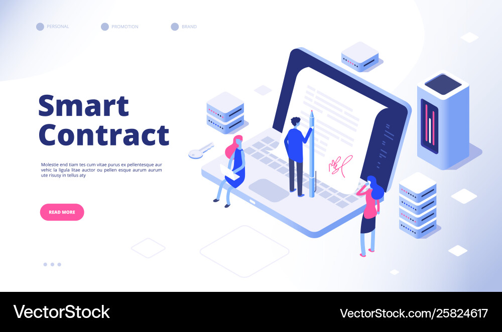 Smart contract digital signature electronic Vector Image