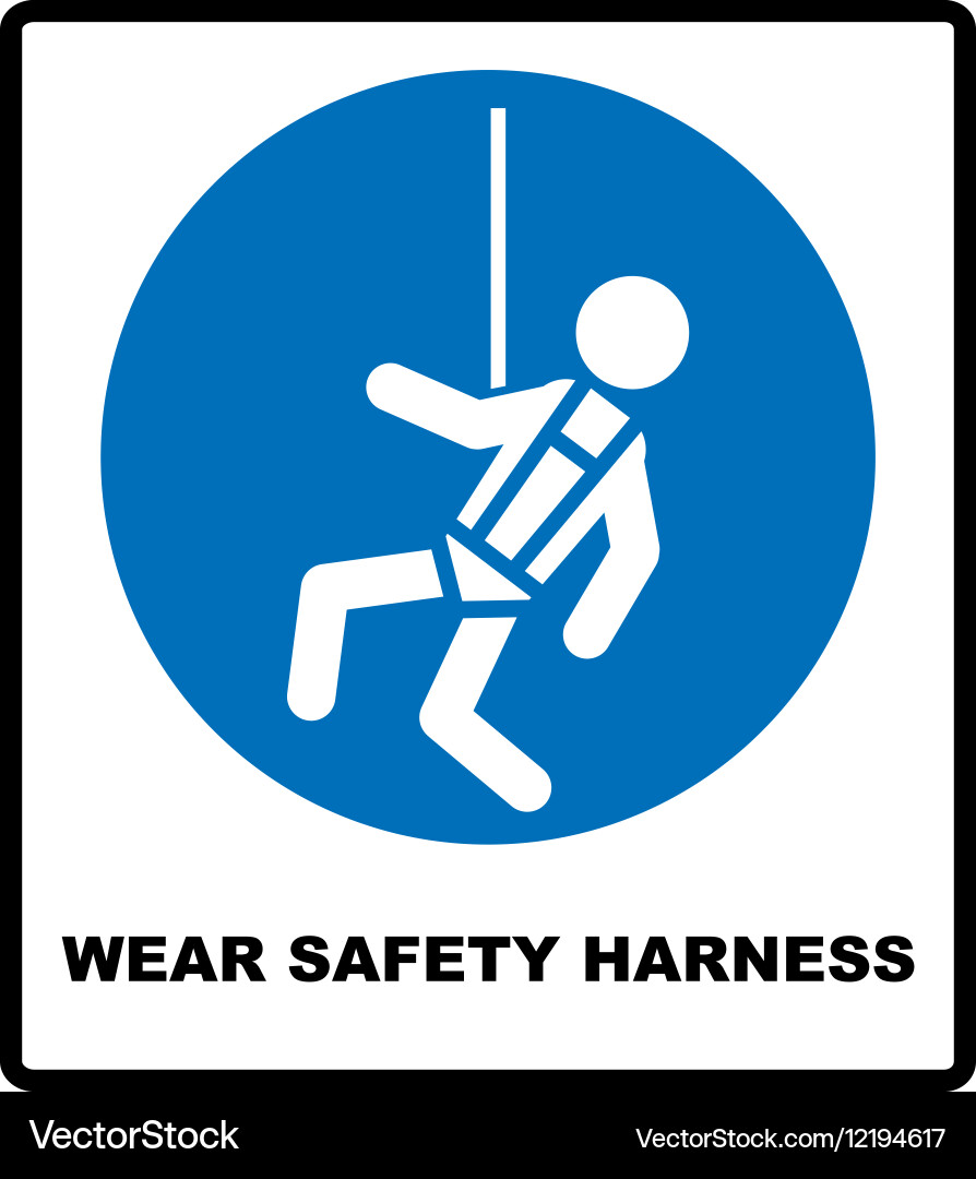 Wear safety harness sign Royalty Free Vector Image