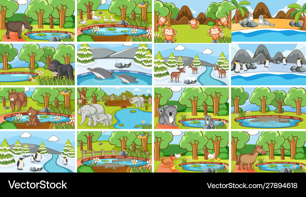 Background scenes animals in wild Royalty Free Vector Image