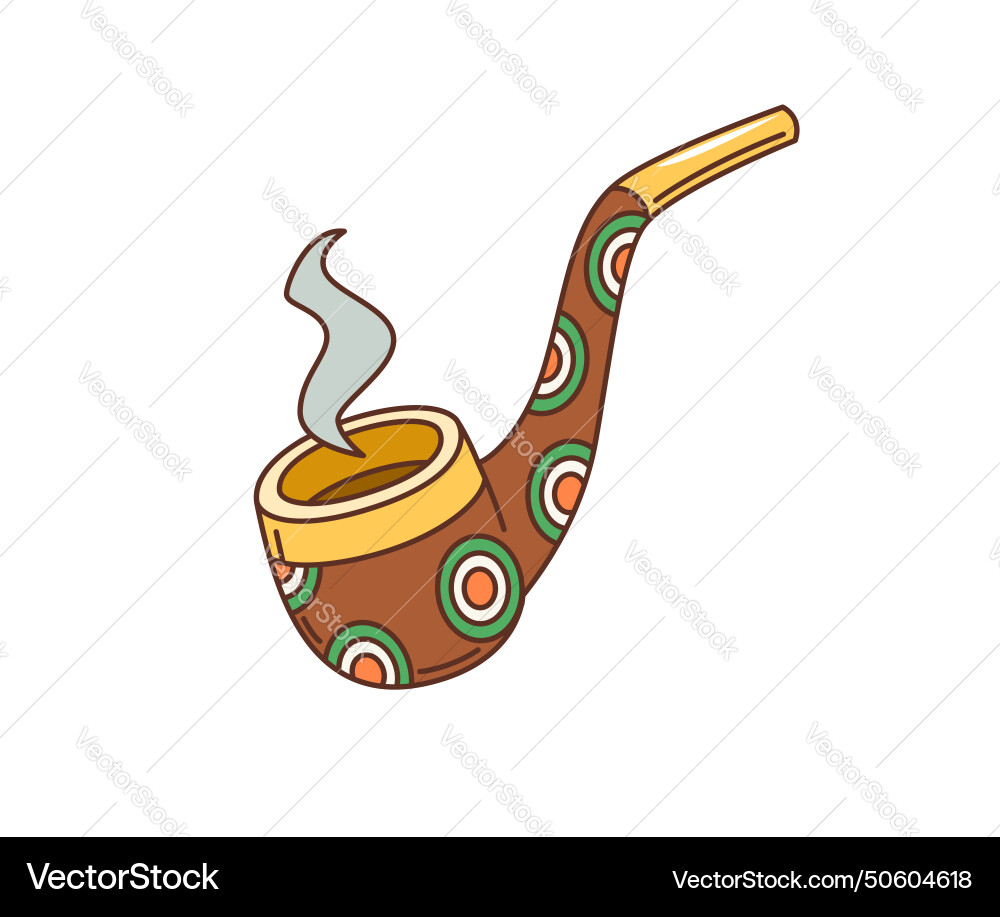 Cartoon retro groovy leprechaun smoking pipe Vector Image
