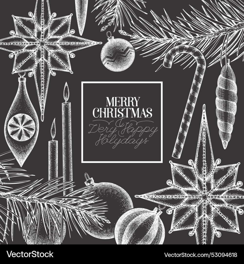Christmas hand drawn chalk board design template Vector Image