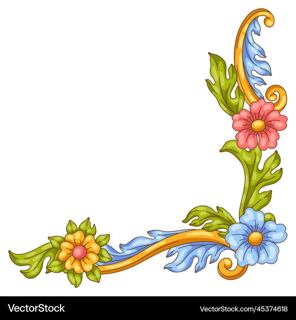 Decorative floral corner in baroque style Vector Image