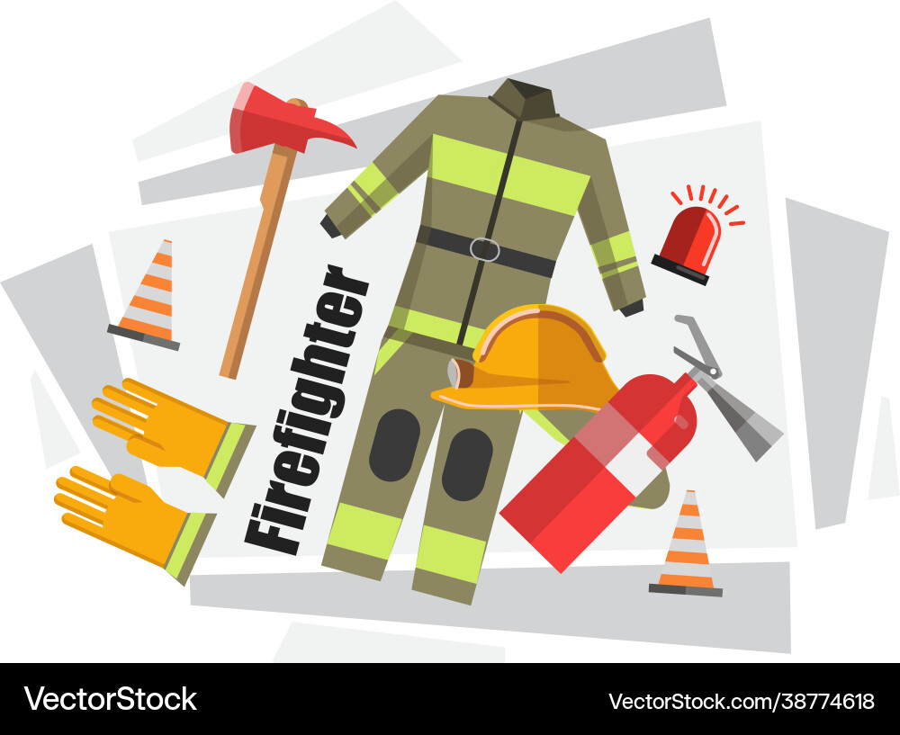 Firefighter uniform with helmet and gloves Vector Image