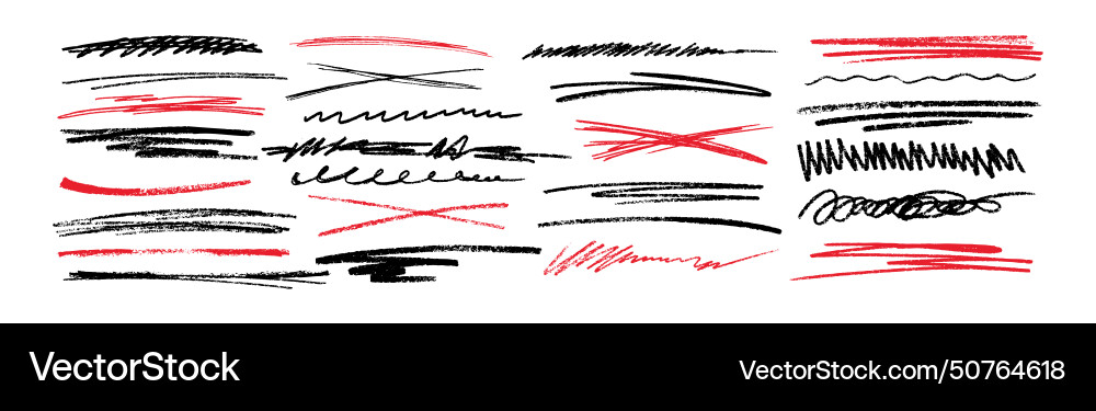 Hand drawn grunge strikethrough lines charcoal Vector Image