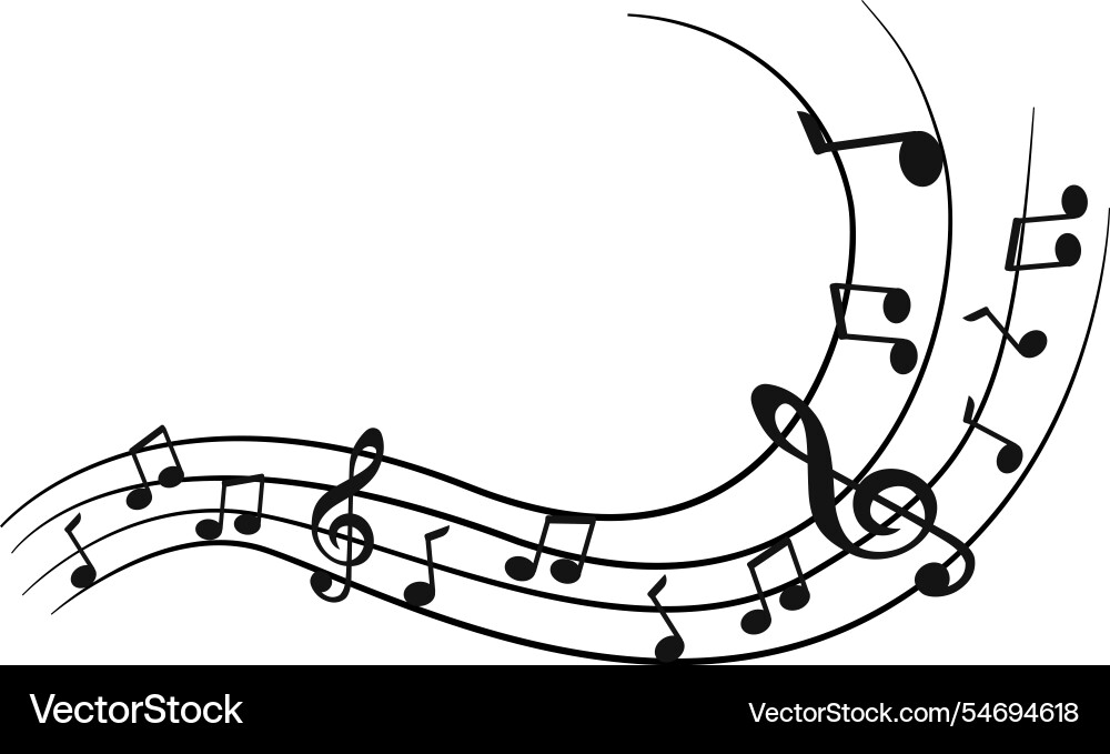 Music notes wave curve musical signs sound Vector Image