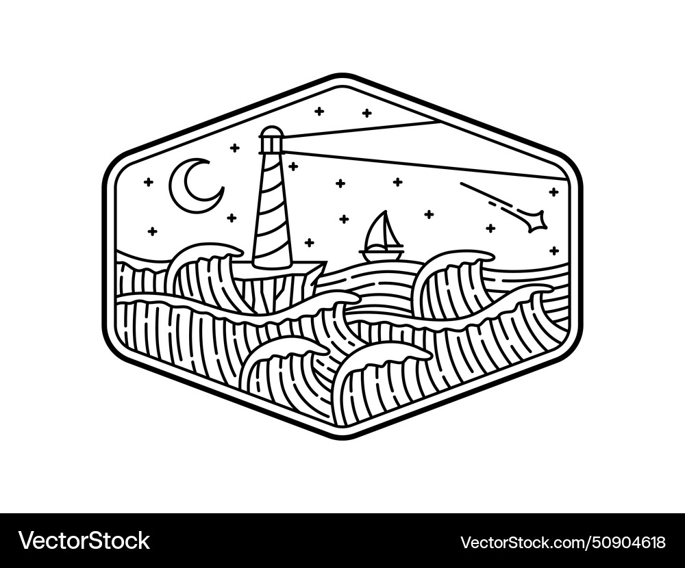 Natural scenery in the frame line art Royalty Free Vector