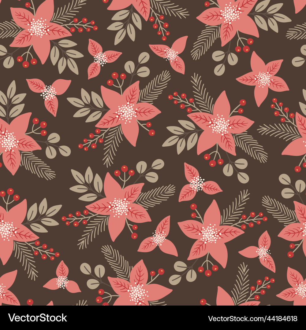 Seamless pattern with poinsettia flowers Vector Image