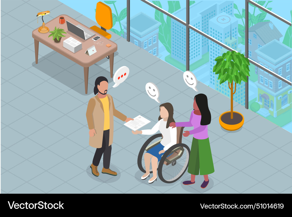 3d isometric flat of positive Royalty Free Vector Image