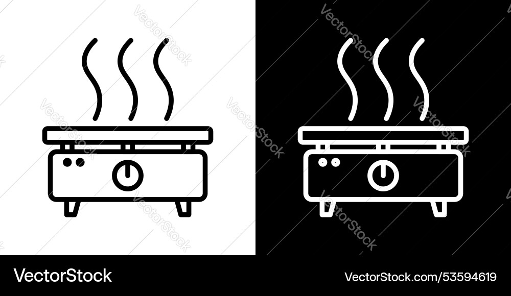 Electric hot plate thin line icon set Royalty Free Vector