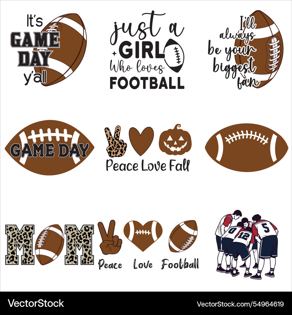 Football fan svg bundle Royalty Free Vector Image