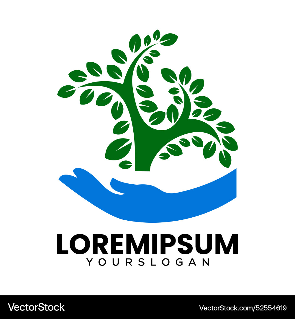 Hand and tree icon logo design Royalty Free Vector Image