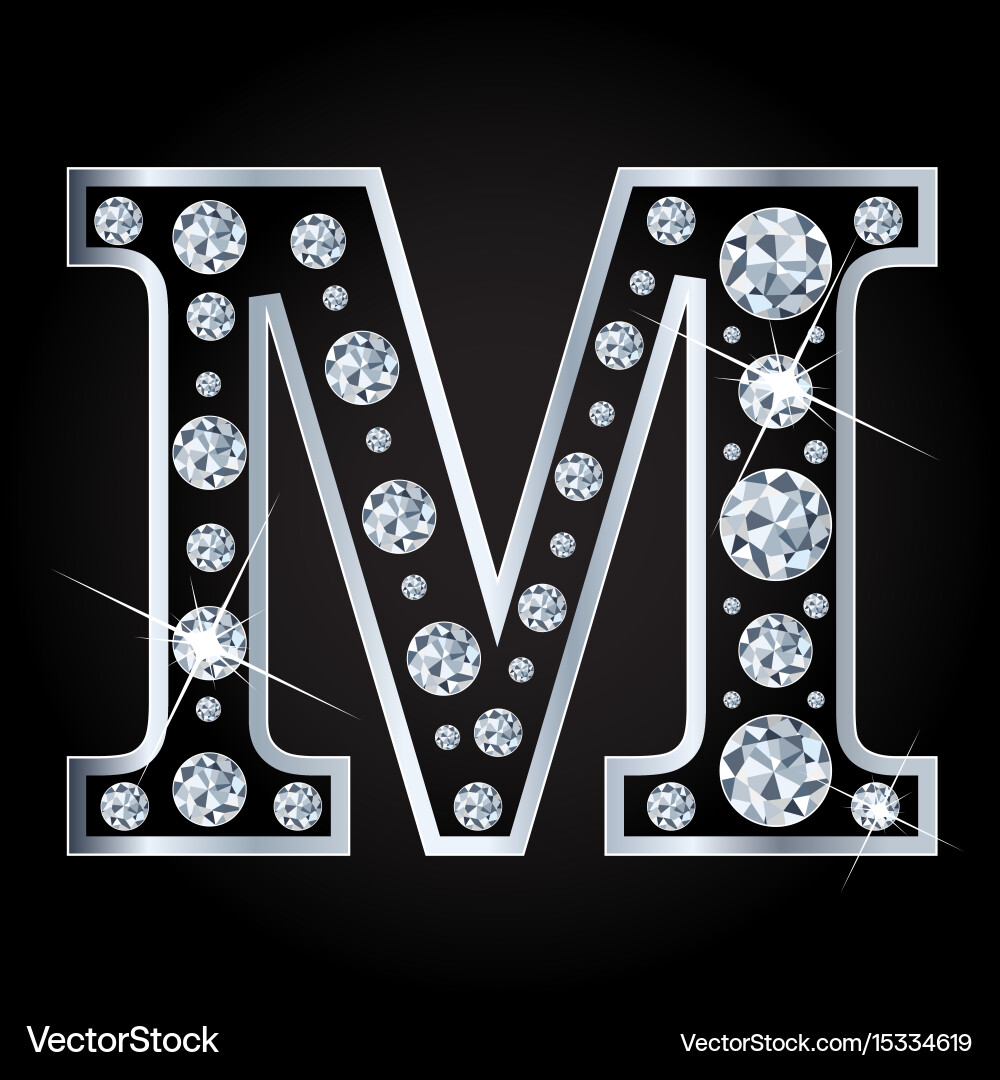M letter made with diamonds isolated Royalty Free Vector