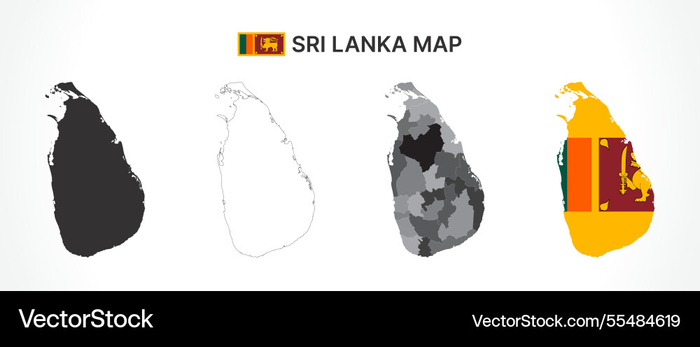 Sri Lanka Map Collection Royalty Free Vector Image
