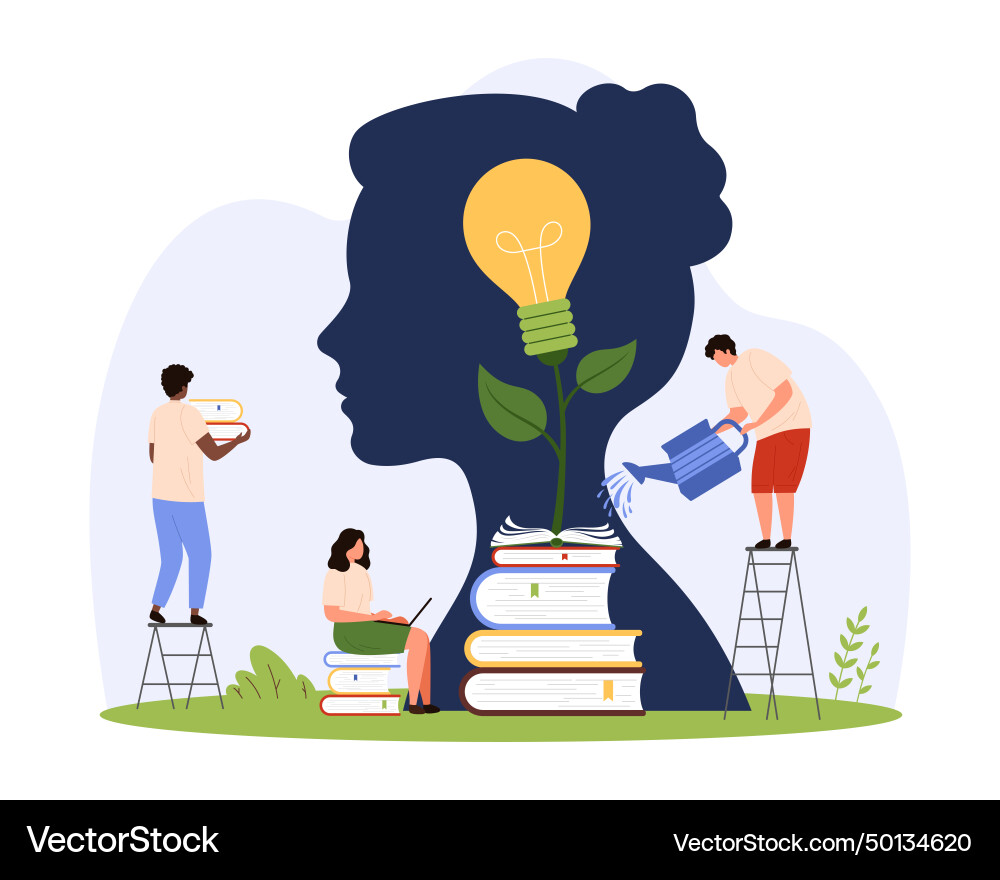 Creative mindset development with knowledge help Vector Image