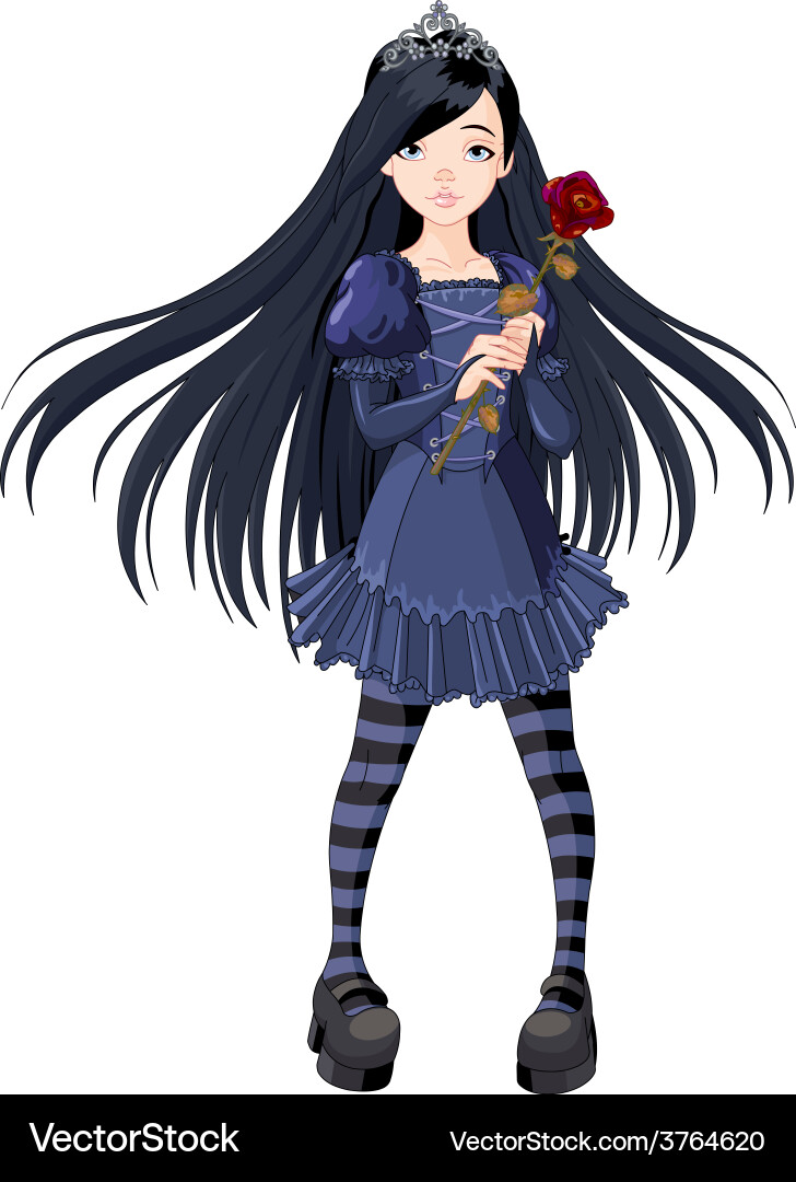 Dark Gothic Girl with Rose Royalty Free Vector Image
