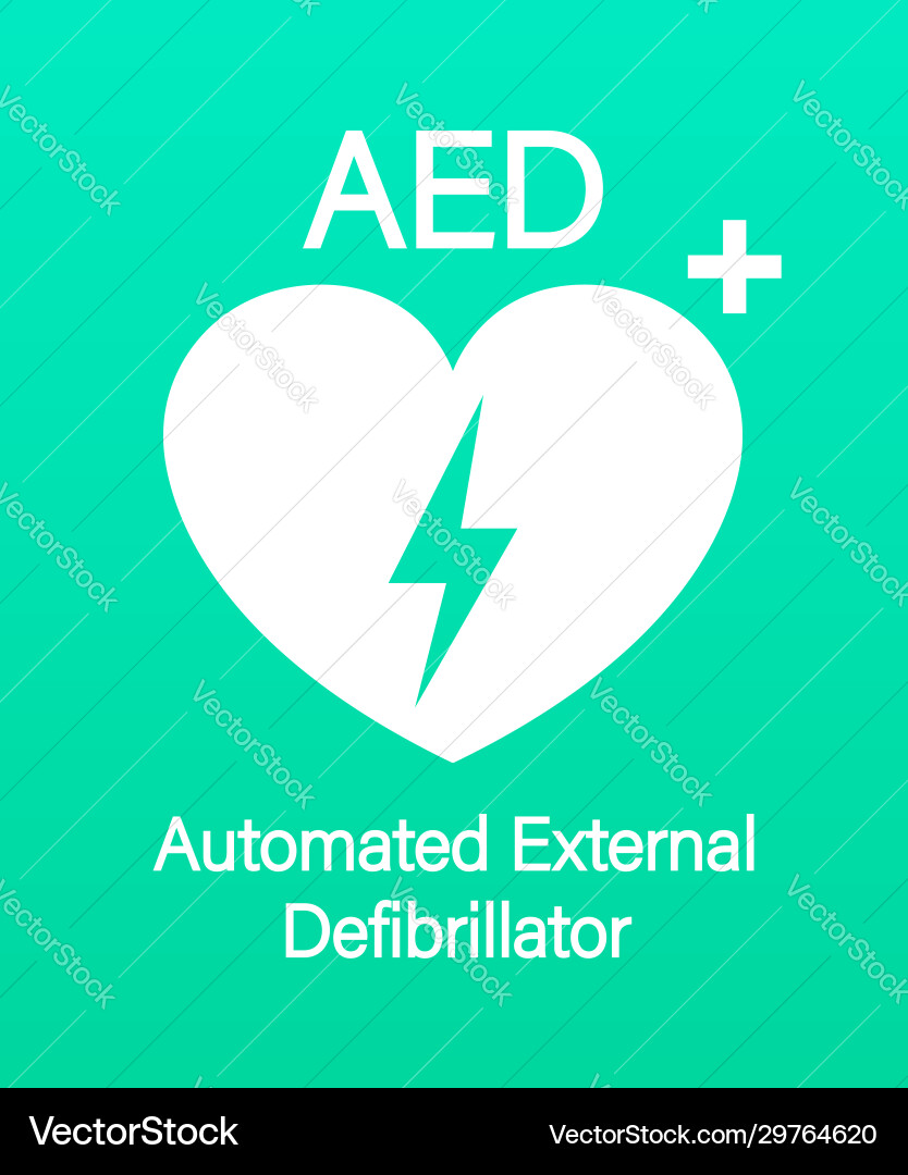 Emergency first aid defibrillator sign white Vector Image