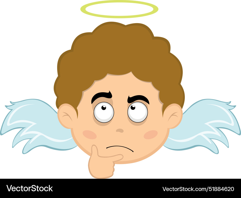Head child angel thinking expression Royalty Free Vector