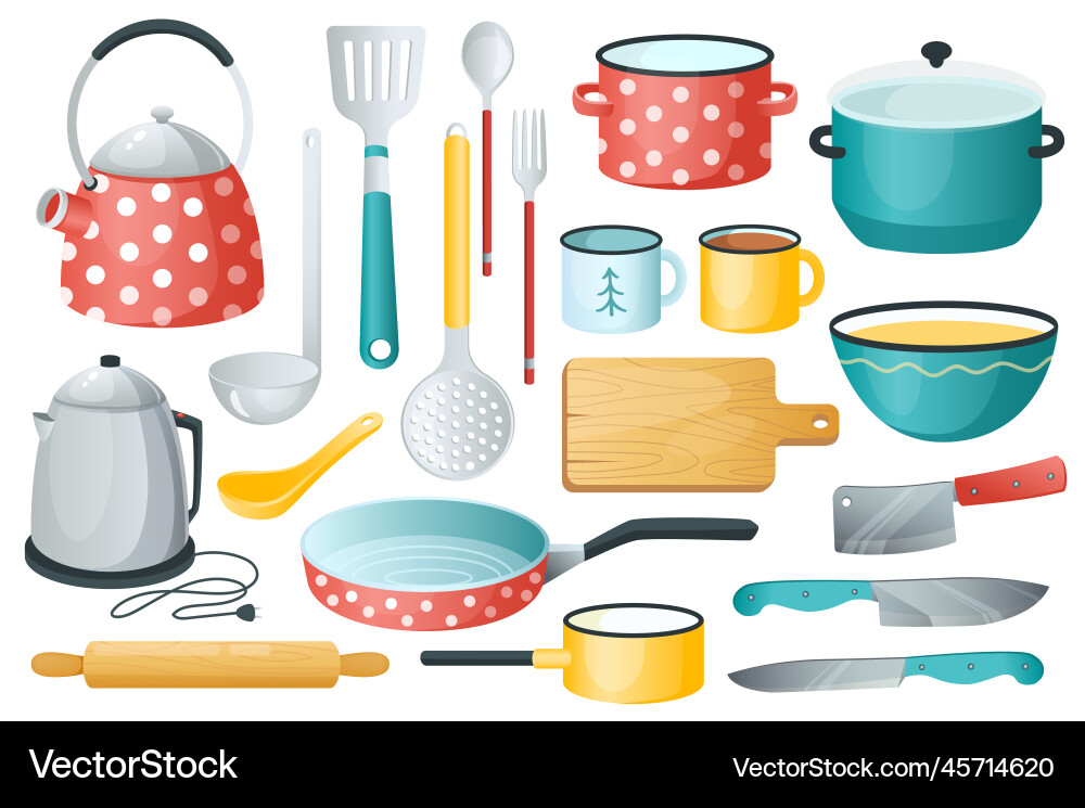Kitchenware Flat Icons Set Royalty Free Vector Image