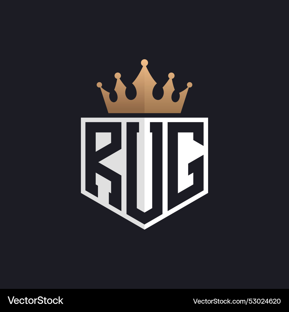 Luxury rug logo with crown elegant initials Vector Image