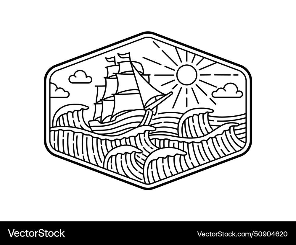 Natural scenery in the frame line art Royalty Free Vector