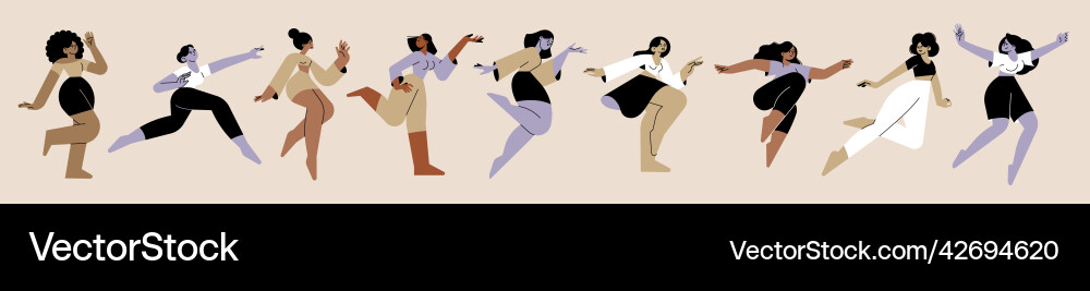 Women in different poses and movements Royalty Free Vector
