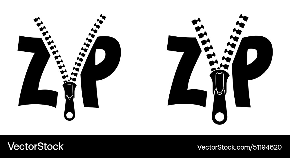 Zip file logo compression documents zipper sign Vector Image