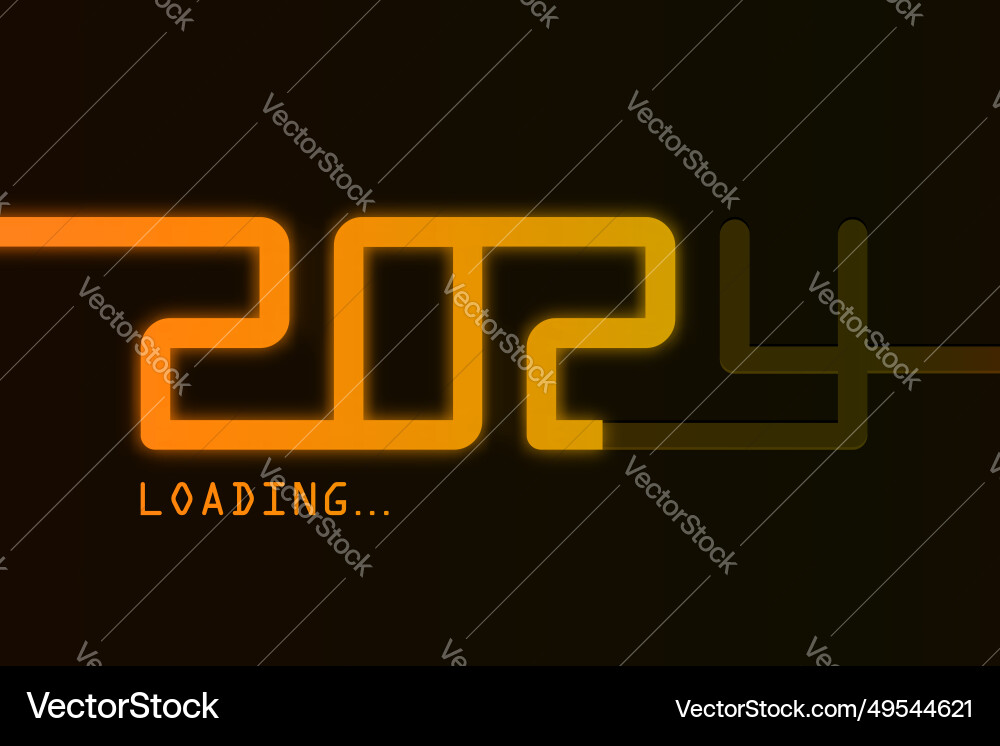 2024 neon banner for new year and loading bar Vector Image