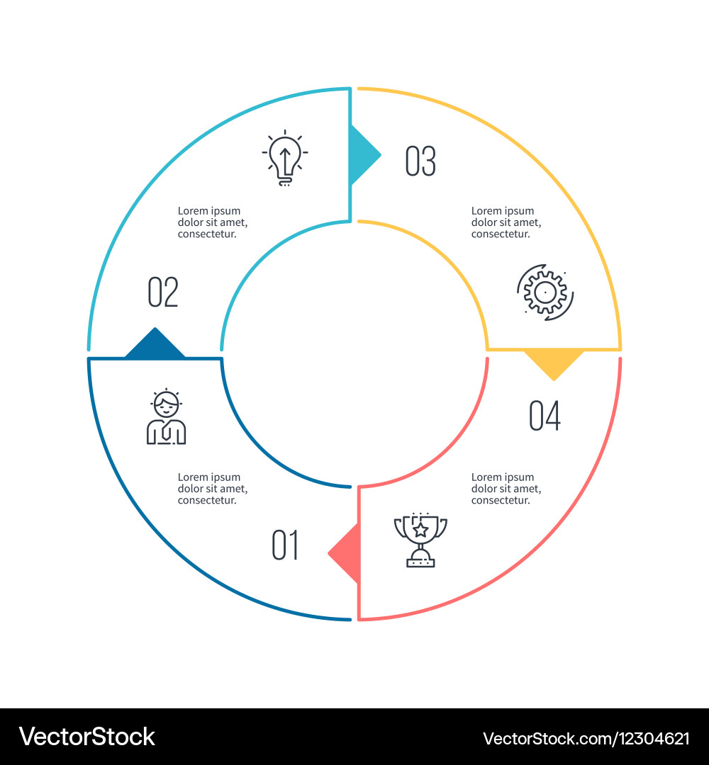 Circular chart diagram with 4 steps options Vector Image