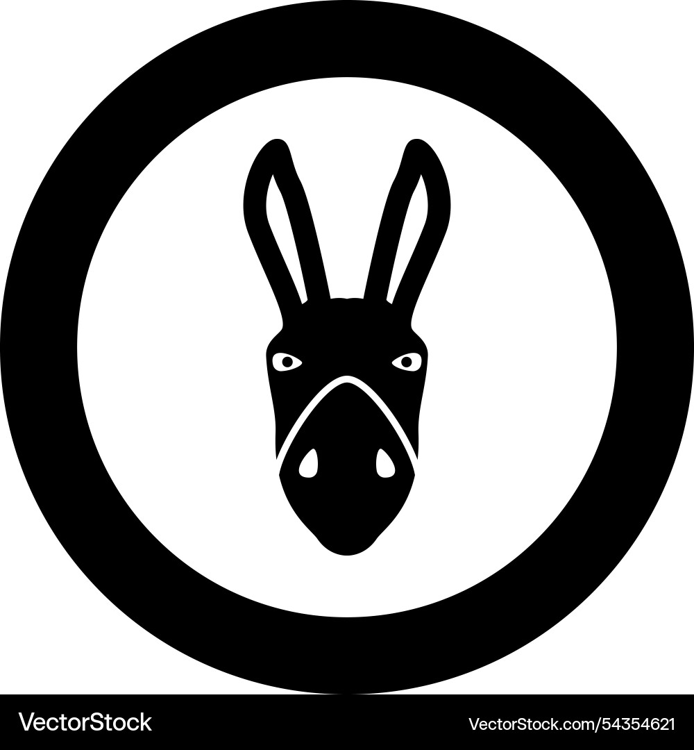 Donkey head silhouette icon in circle round black Vector Image